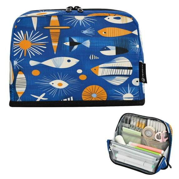 8.3"x5.9" Large-Capacity Multi-Pocket Vertical Pencil Case Sea Life ...