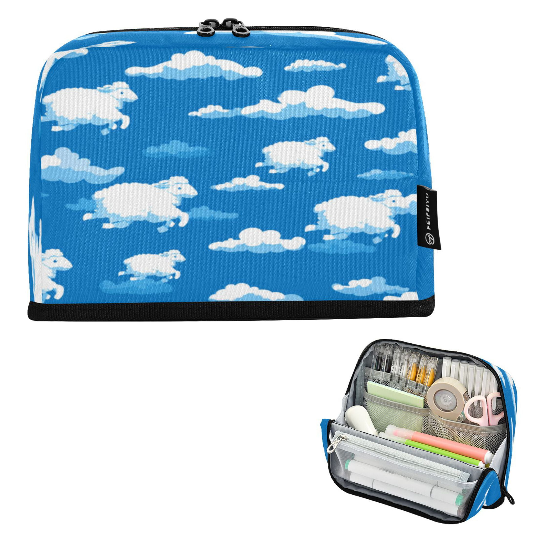 8.3"x5.9" Large-Capacity Multi-Pocket Vertical Pencil Case Sheep ...