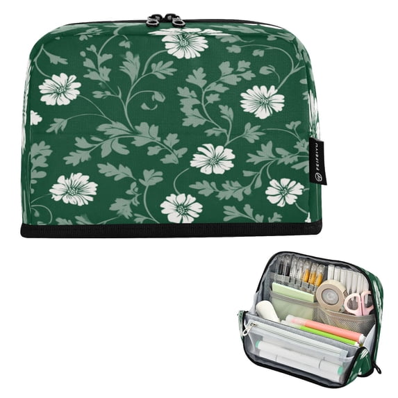 8.3"x5.9" Large-Capacity Multi-Pocket Vertical Pencil Case White ...