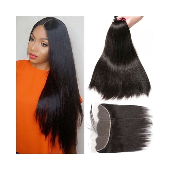 8-30 Inch Human Hair Bundles with Frontal Straight Weave Bundles with ...