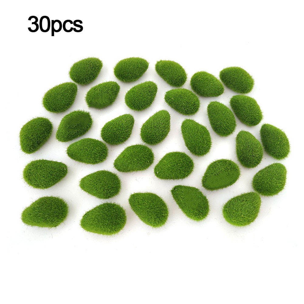 8-30Pcs Artificial Rocks With Moss Green Fake Moss Pebbles Stone For ...