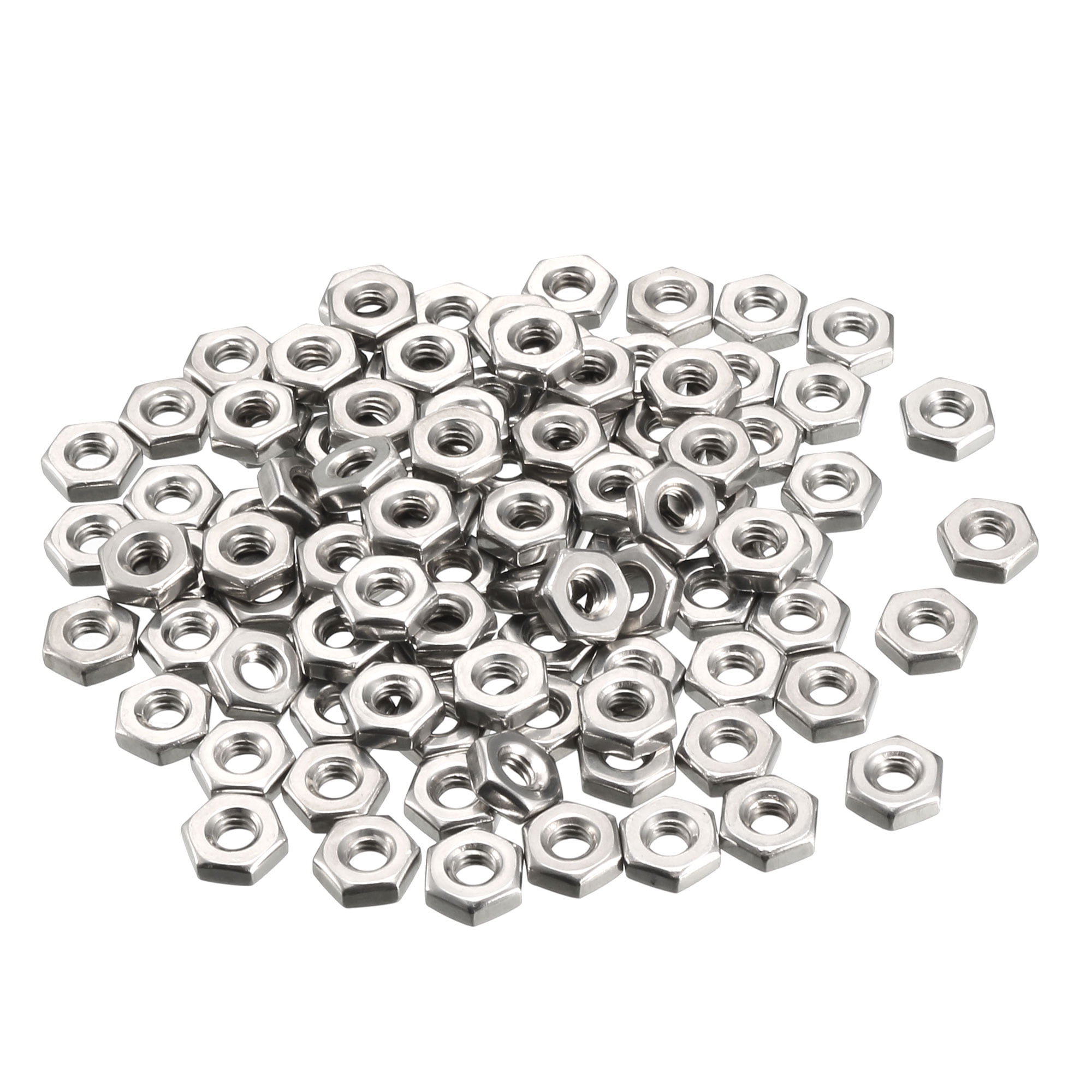 8#-32 304 Stainless Steel Hexagon Hex Nut Silver Tone 100Pcs - Walmart.com