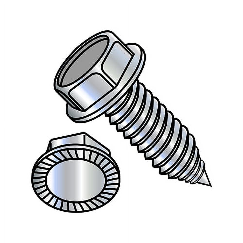 8-32X1/2 Unslotted Ind Hex Washer Serrated 1/4" Across Flat Full Thread ...