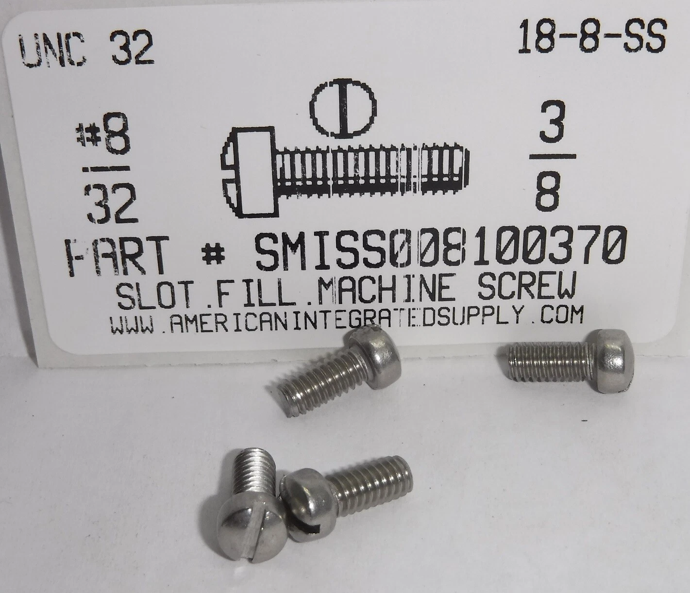 #8-32X3/8 Fillister Head Slotted Machine Screws 18-8 Stainless Steel ...