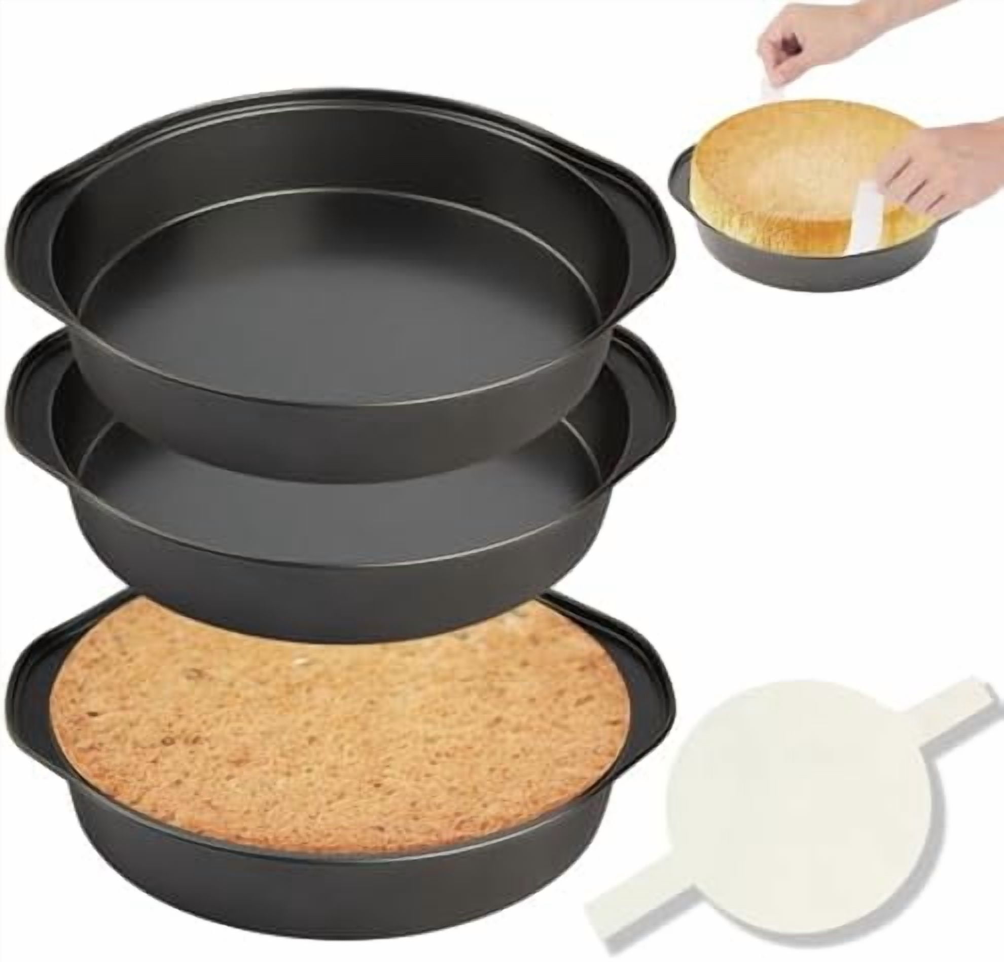 8" Round Cake Pan, 3PCS Nonstick Cake Pans with 100 PCS Parchment Paper ...