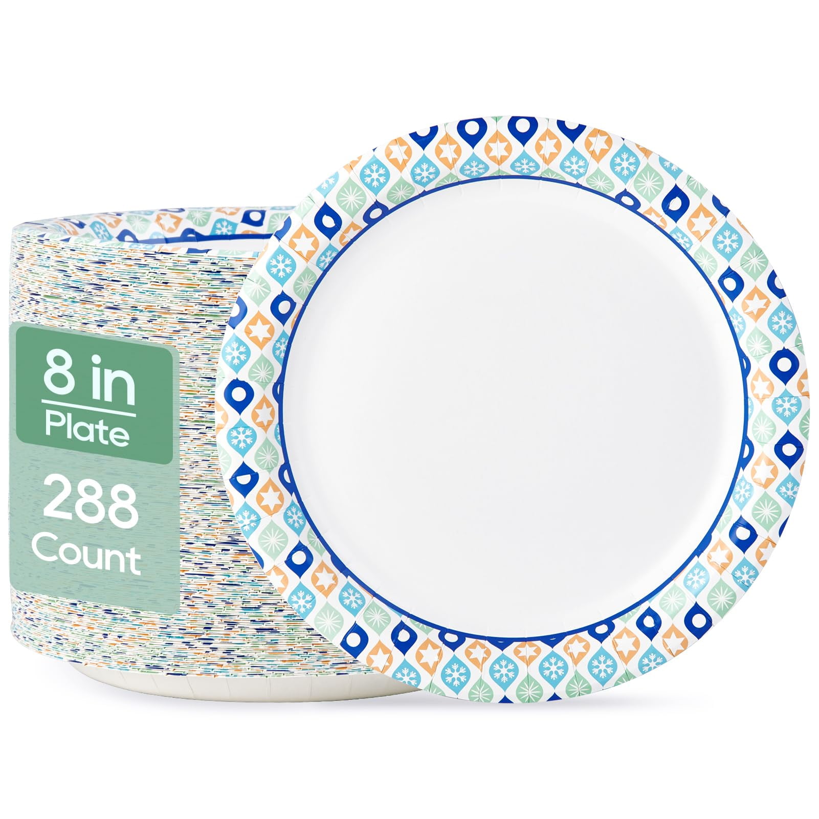 8.375 Inch Disposable Paper Plates 288 Pack, Soak Proof Cut Resistant ...