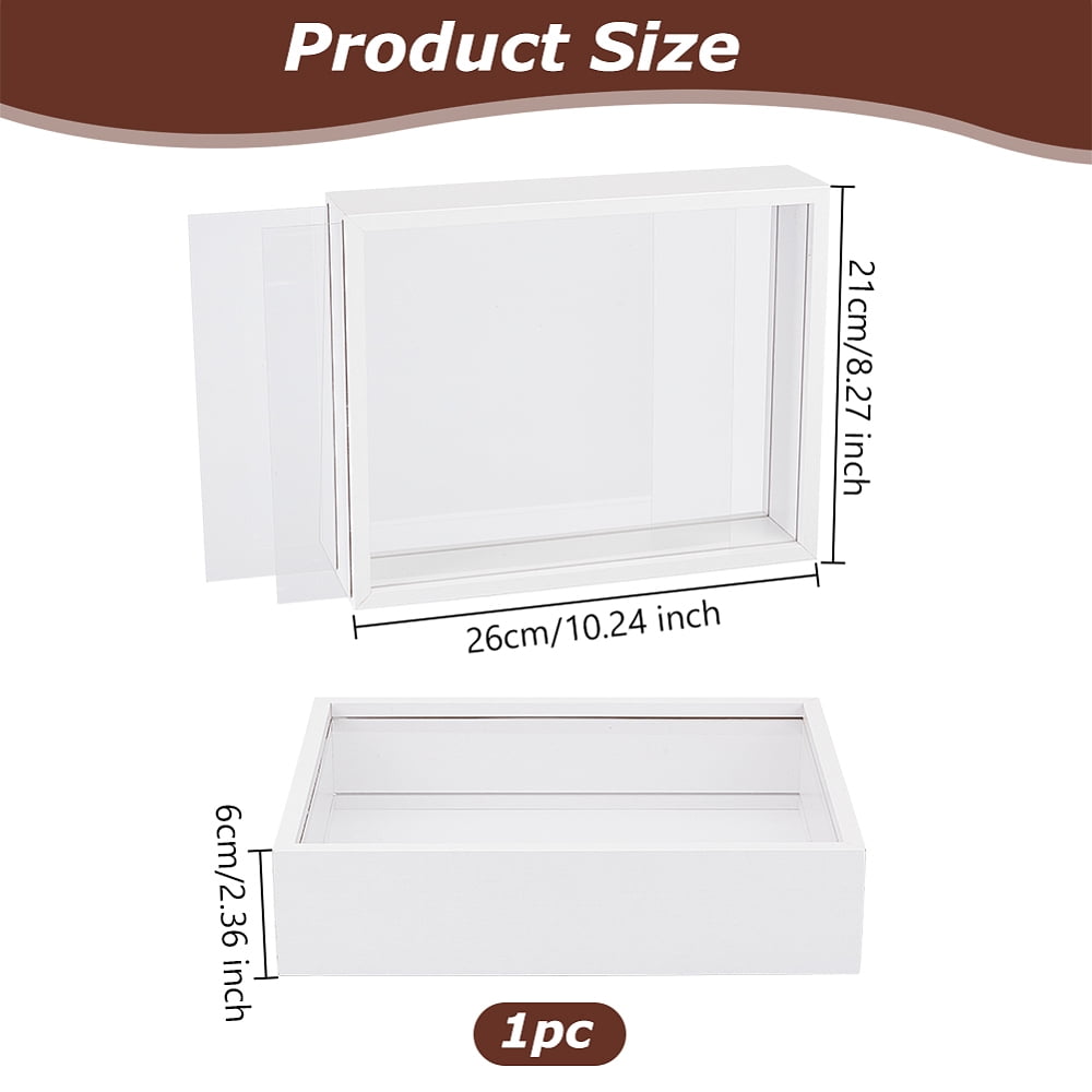 8.3x2.4x10.2 inch Rectangle Shadow box Wood Shadow box Display Case ...