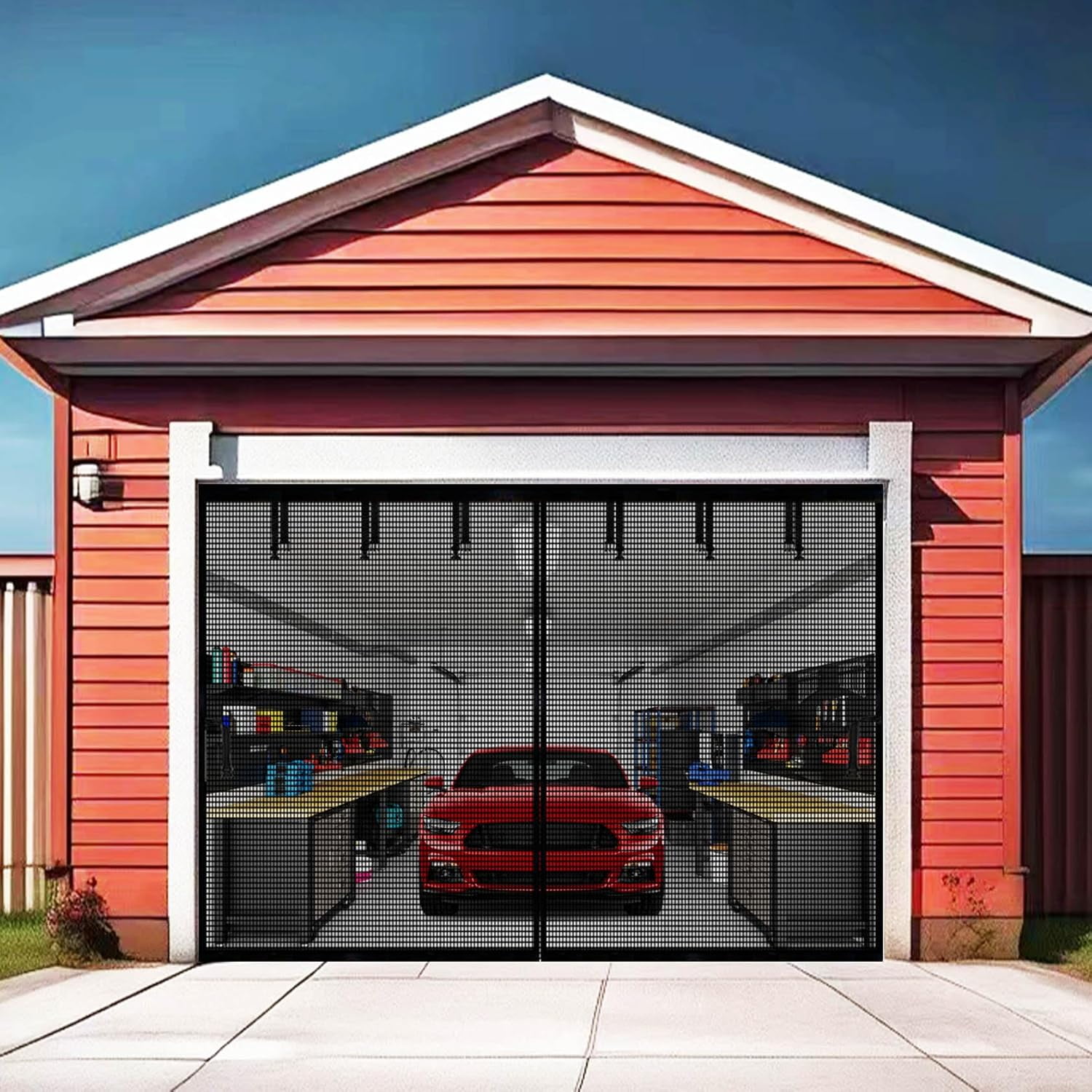 8.3x7.15ft Garage Door Screen for 1 Car Garage 8x7ft Single Heavy Duty ...