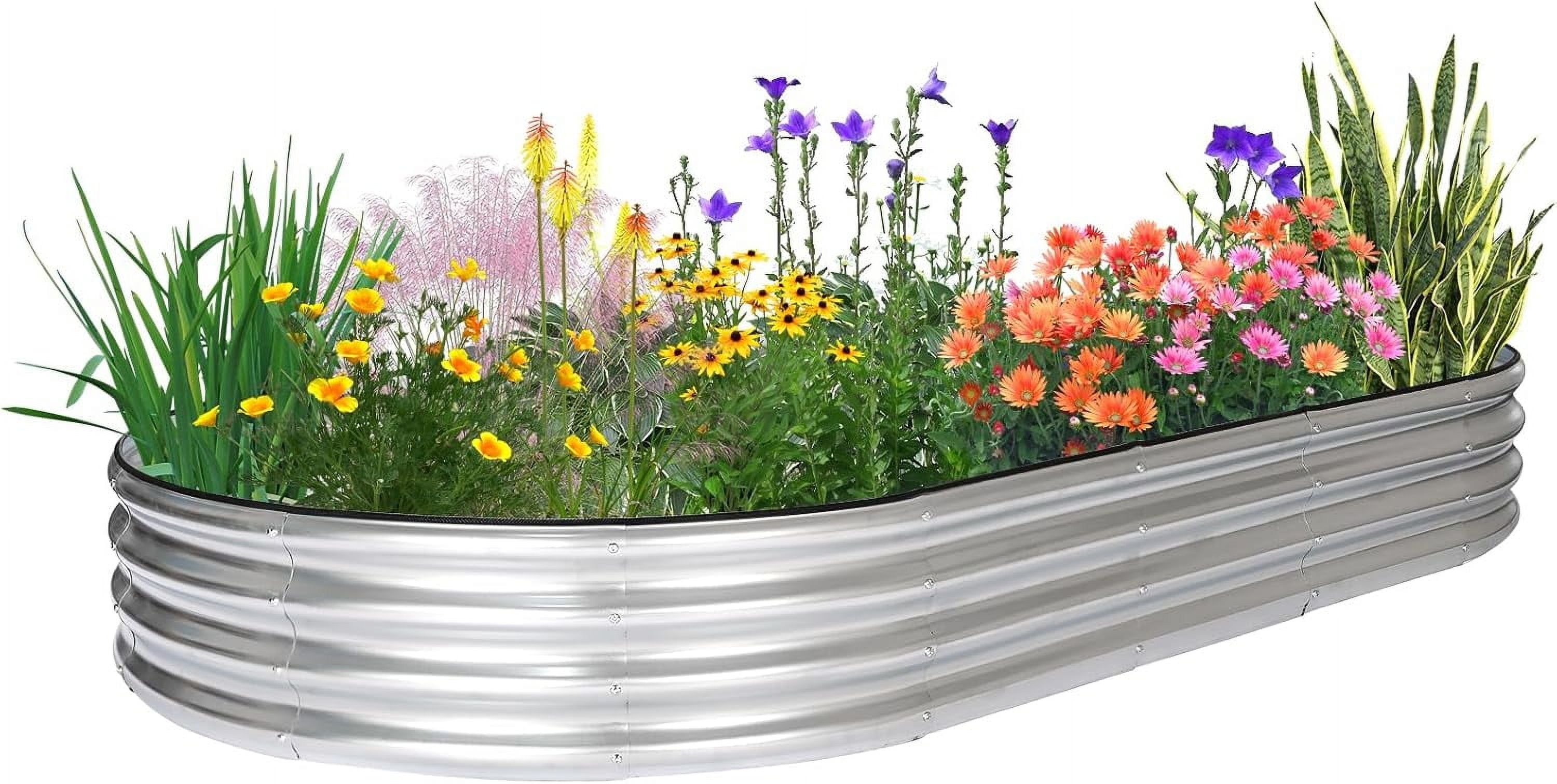 8×4×1ft Oval Raised Garden Bed,Galvanized Raised Garden Bed Kit Outdoor ...