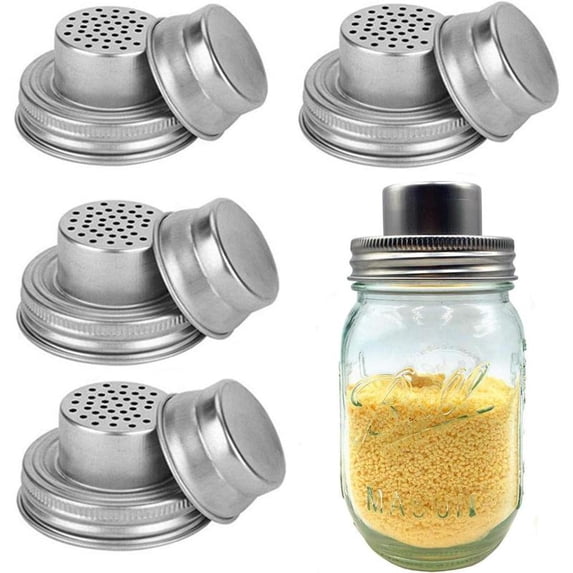 8/4 Pack Stainless Steel Mason Jar Shaker Lids Set with Silicone Seals ...