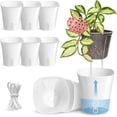8 4" Self Watering Pots for Indoor , Clear Inner Cup, Small White ...
