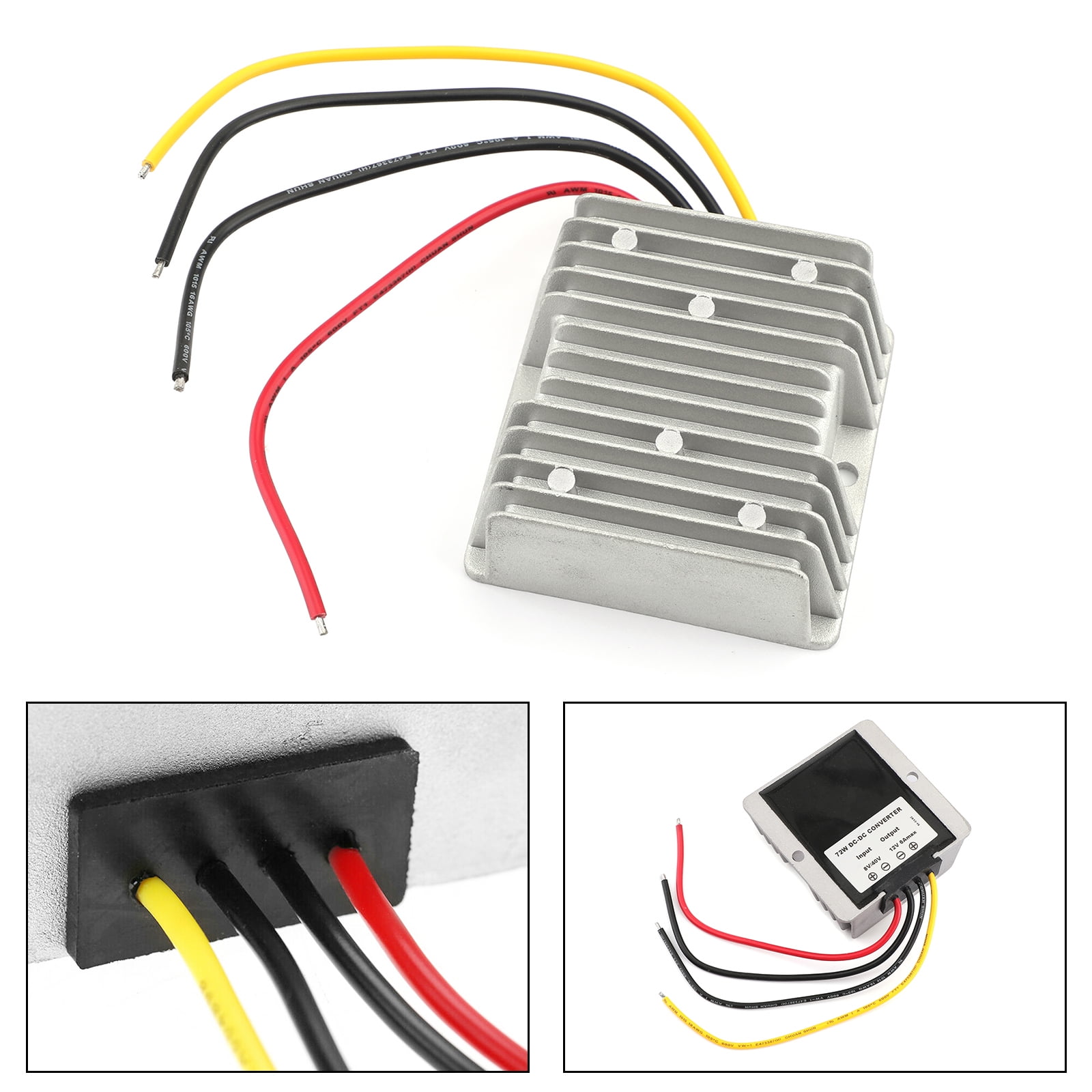 8-40V to 12V 6A DC Voltage Stabilizer 72W Car Power Supply Regulator Waterproof - Walmart.com