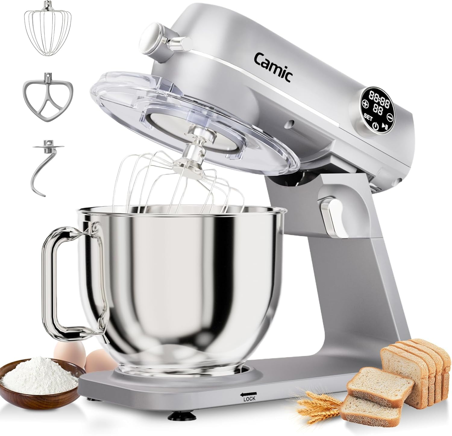 8.45 QT All Metal Stand Mixer,10 Speed Large Capacity Kitchen Mixer ...