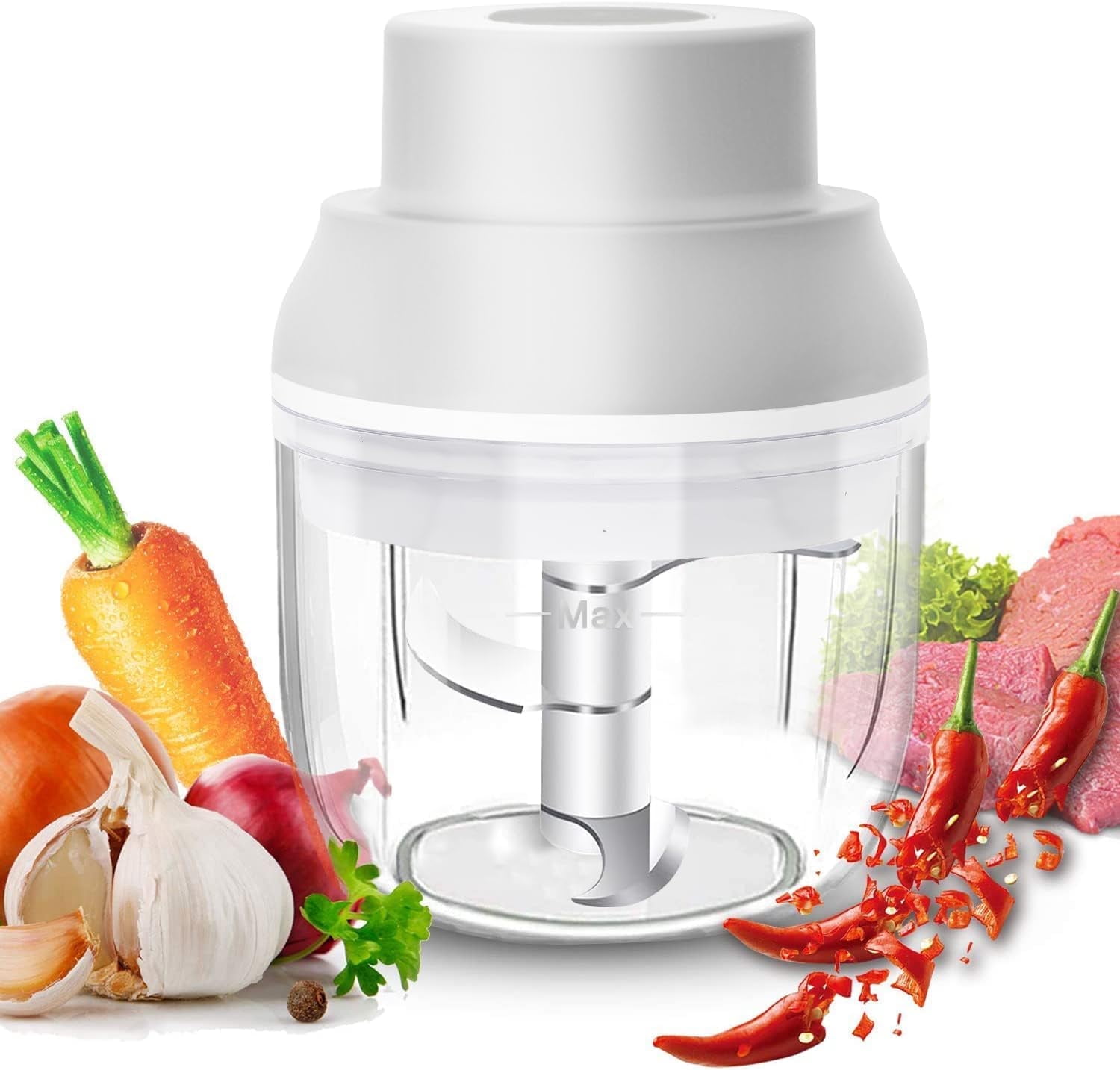 8.45oz Portable Eletric Food Chopper, with 1200mAh Battery, Chopping ...