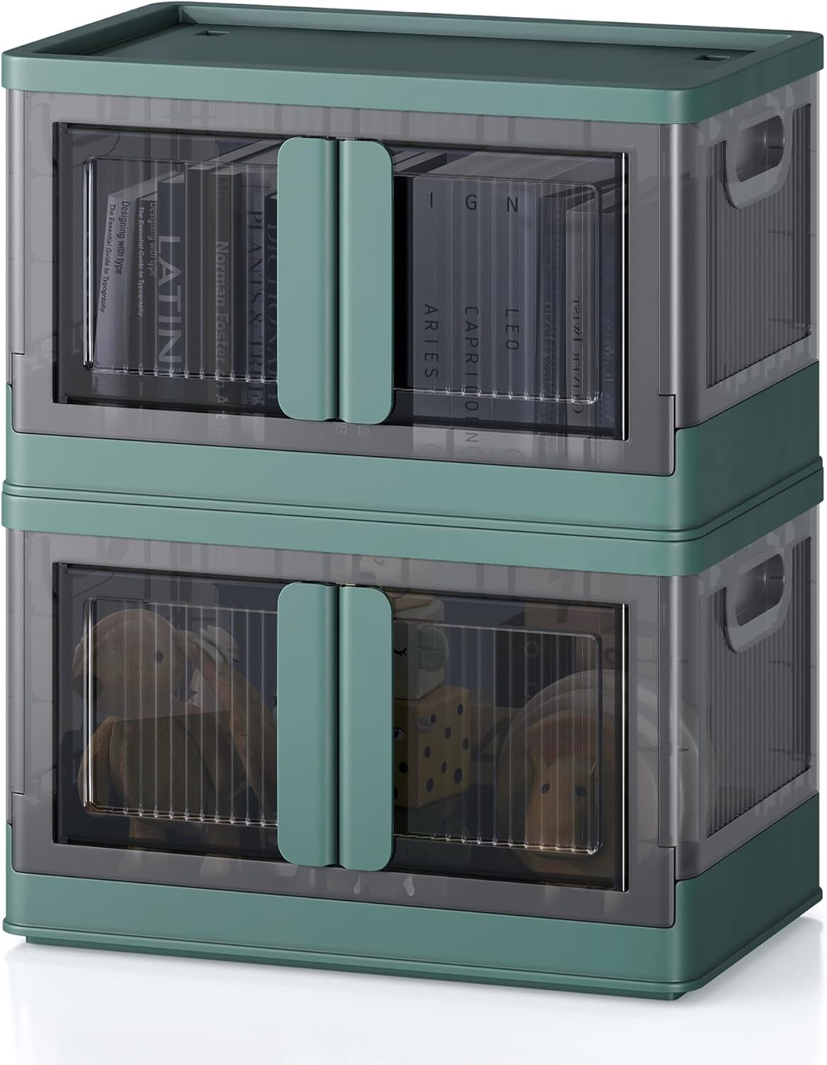 8.4Gal Collapsible Storage Bins with Lids & Wheels - 2 Pack Stackable ...