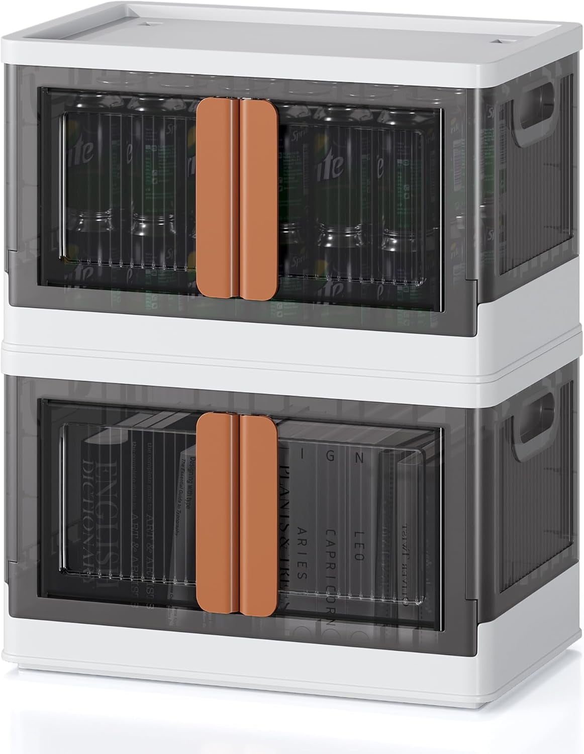 8.4Gal Collapsible Storage Bins with Lids & Wheels - 2 Pack Stackable ...