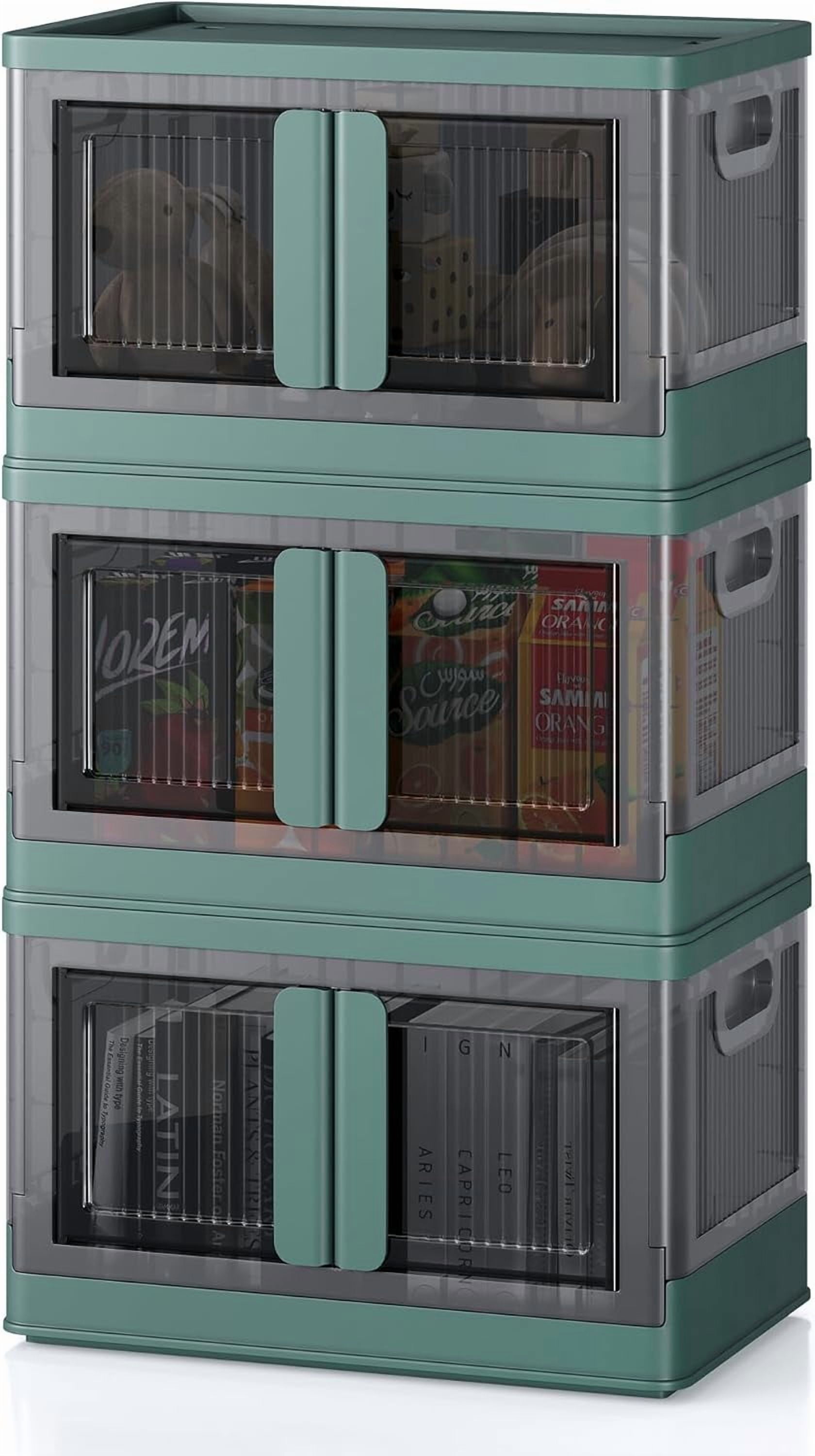 8.4Gal Collapsible Storage Bins with Lids & Wheels - 3 Pack Stackable ...