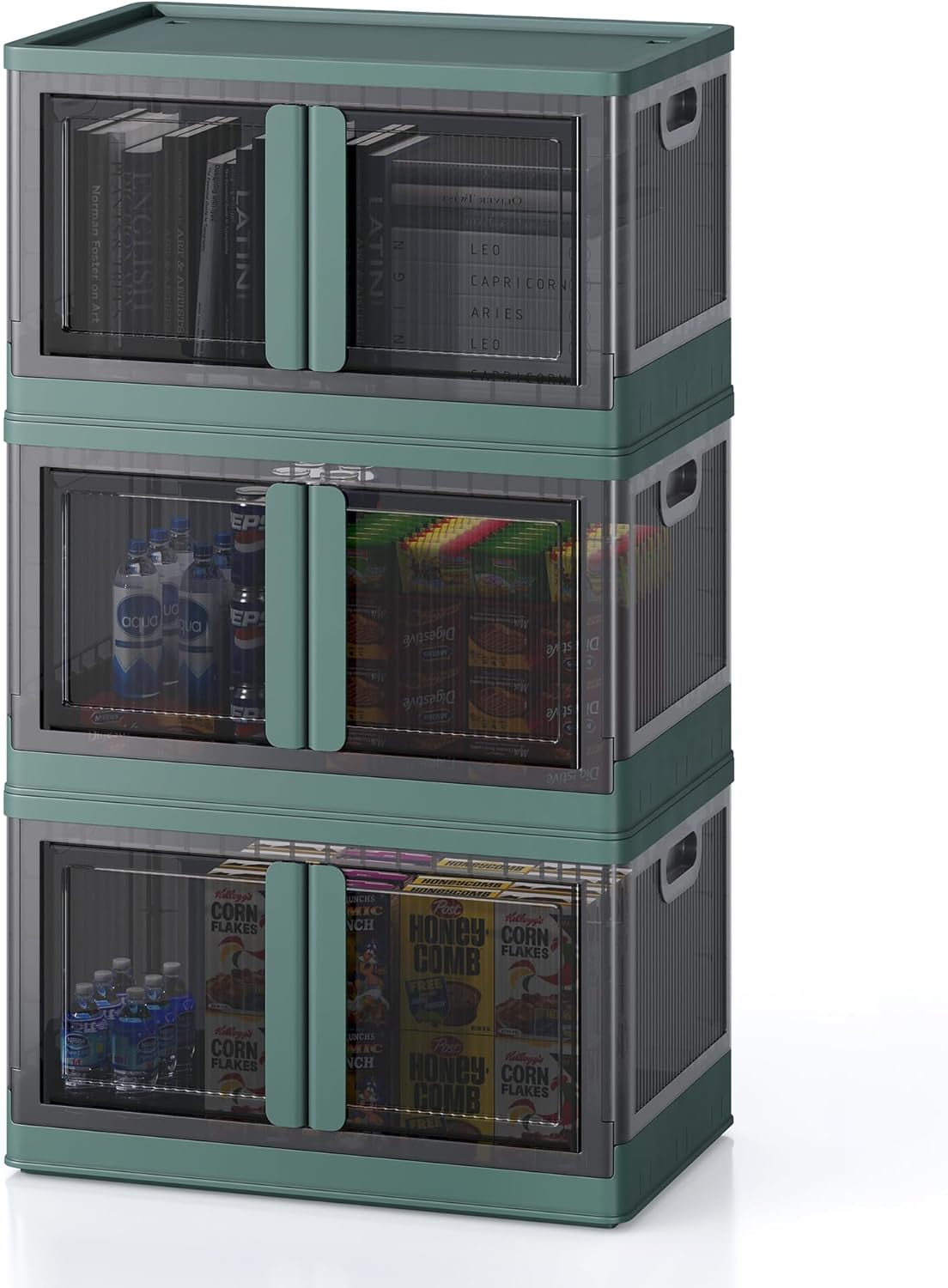 8.4Gal Collapsible Storage Bins with Lids & Wheels - 4 Pack Stackable ...