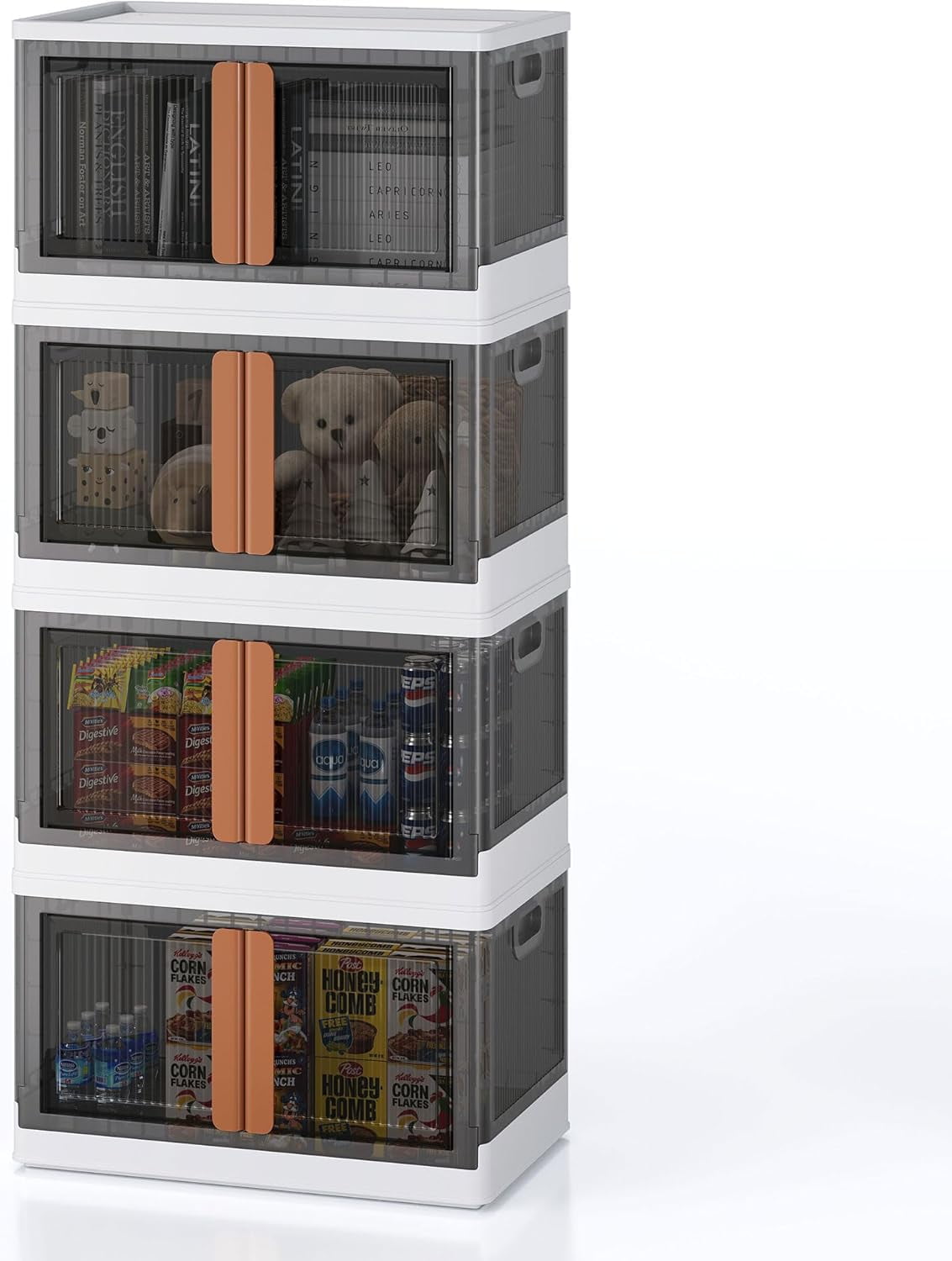 8.4Gal Collapsible Storage Bins with Lids & Wheels - 4 Pack Stackable ...