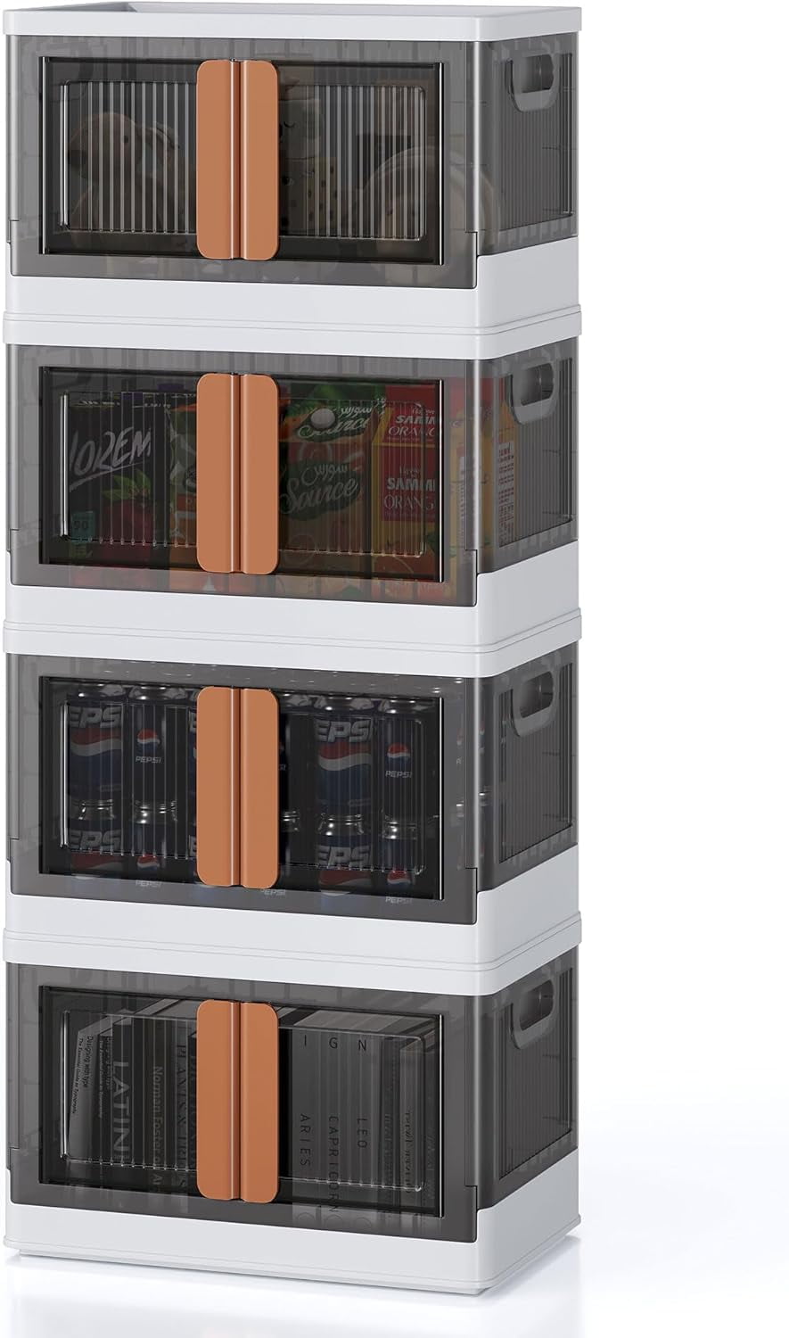 8.4Gal Collapsible Storage Bins with Lids & Wheels - 4 Pack Stackable ...