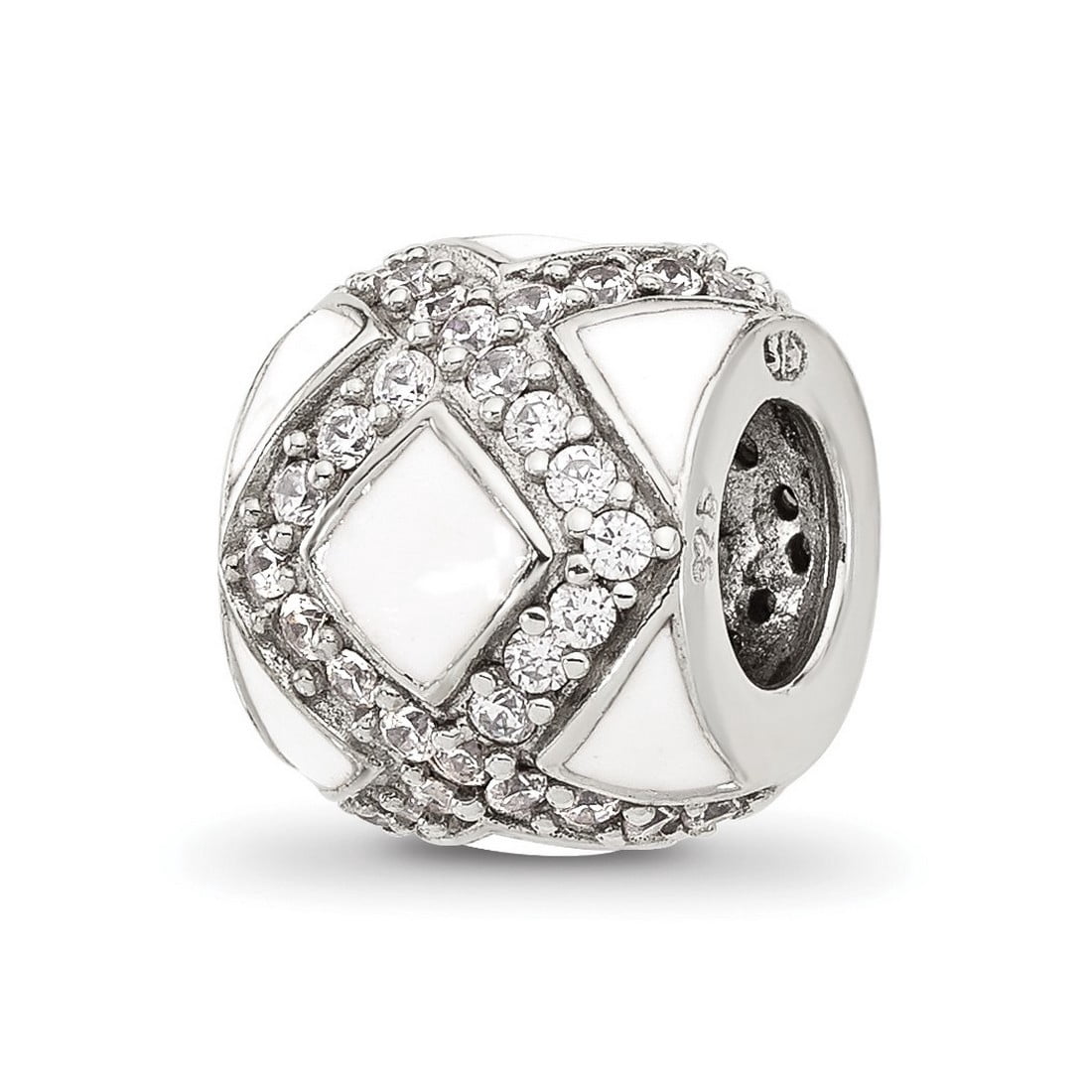 8.4mm 925 Sterling Silver Reflections White Enamel and CZ Simulated ...