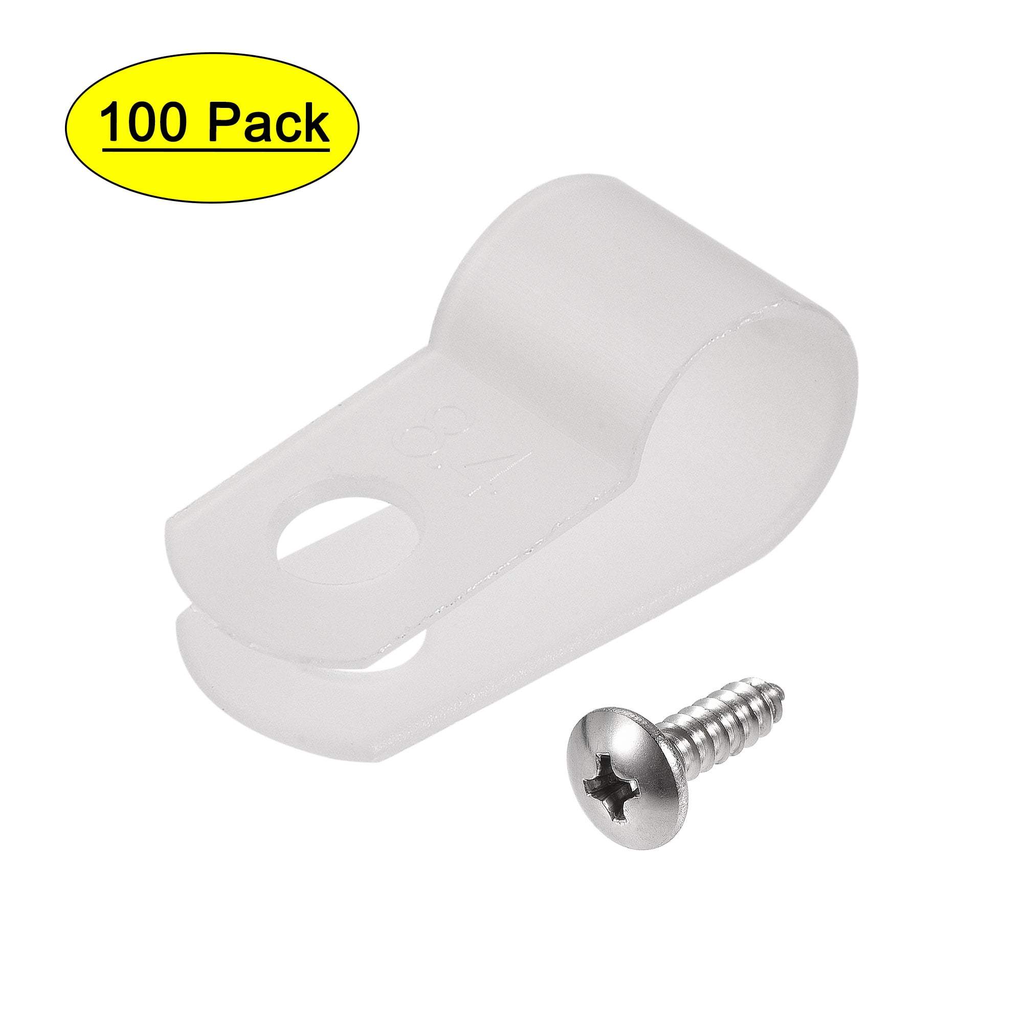 8.4mm Nylon R Type Cable Clip Wire Clamp with Screws White 100 Pieces ...