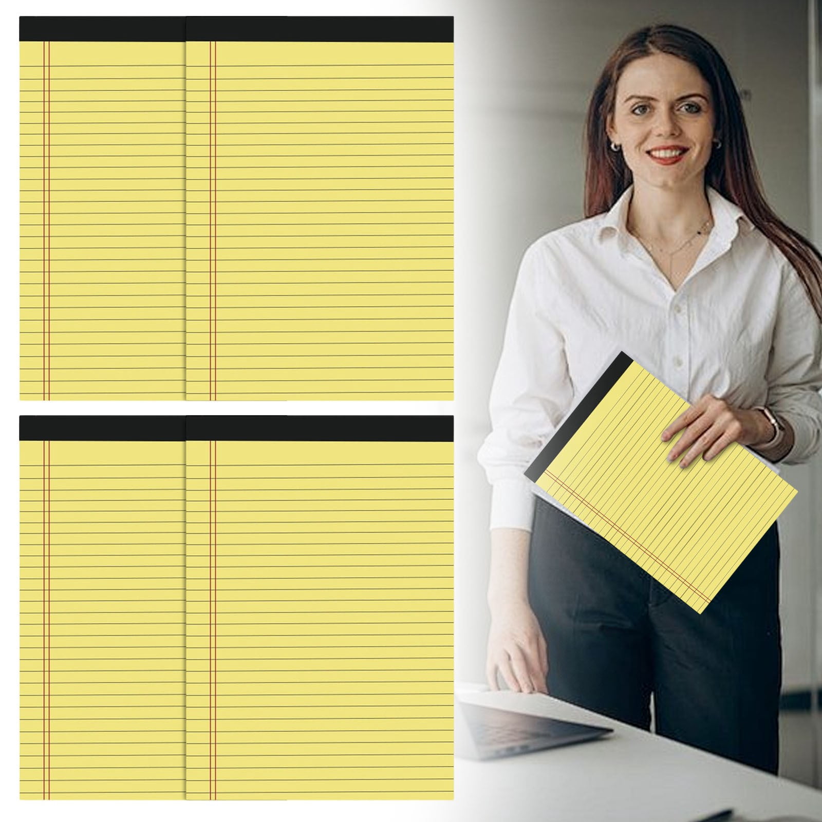 8.4x11.6 Wide Ruled Colored Legal Pads 4 Pack, 50 Perforated Lined ...
