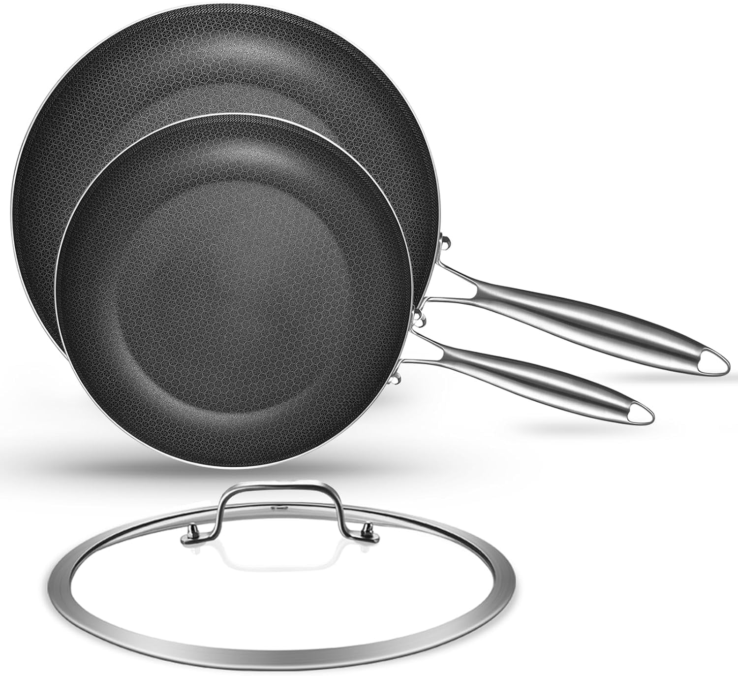 8.5-10 Inch Hybrid Non-stick Tri-Ply Stainless Steel Sauté Pan Set with ...