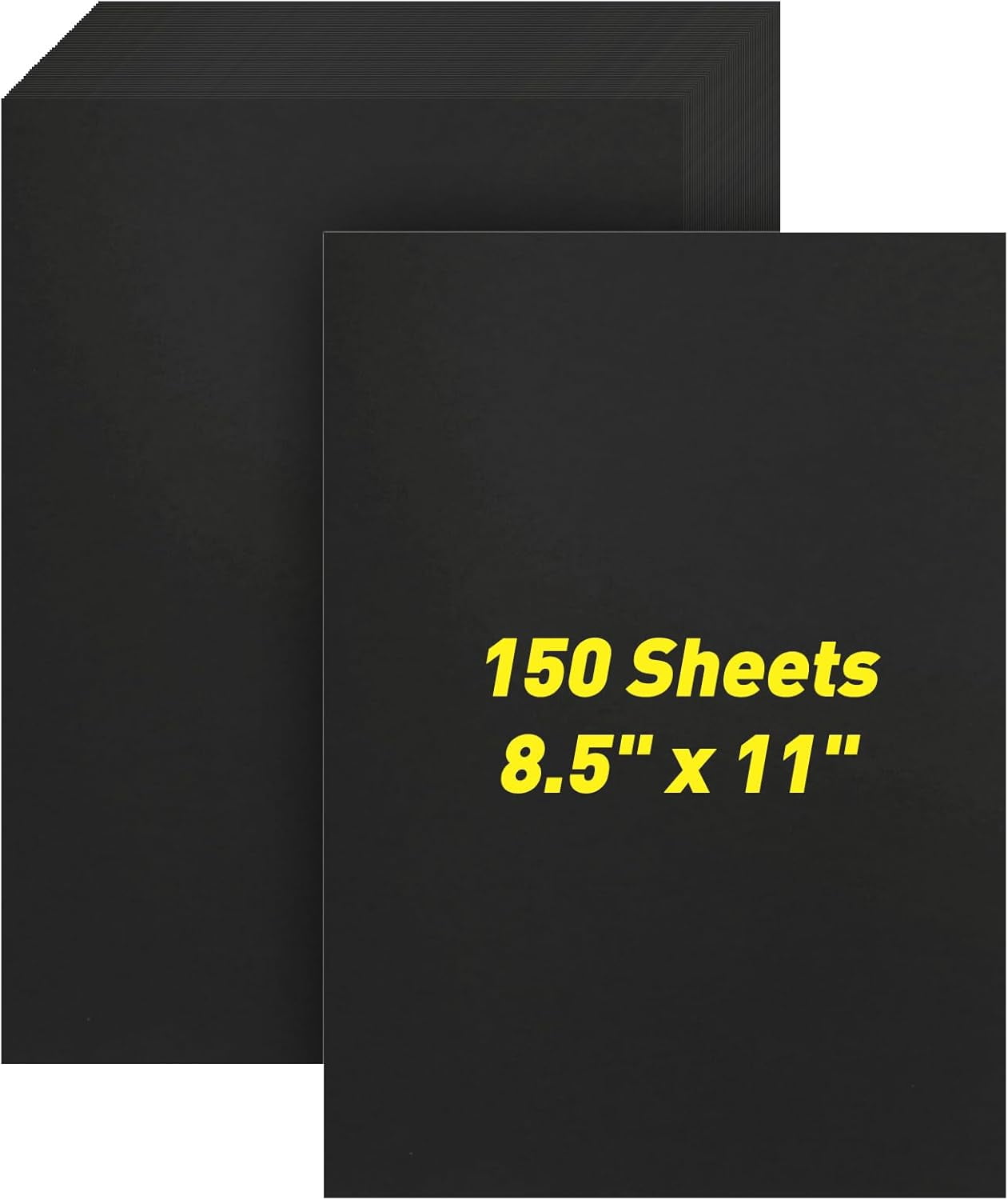 8.5" × 11" Black Colored Cardstock Bulk 150 Sheets Construction Paper ...