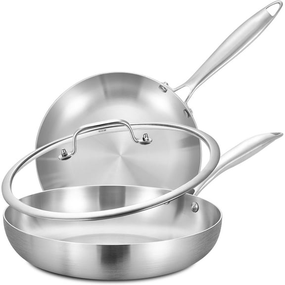 Innerwell Stainless Steel Non Stick Frying Pan Skillet Set with Cooking ...