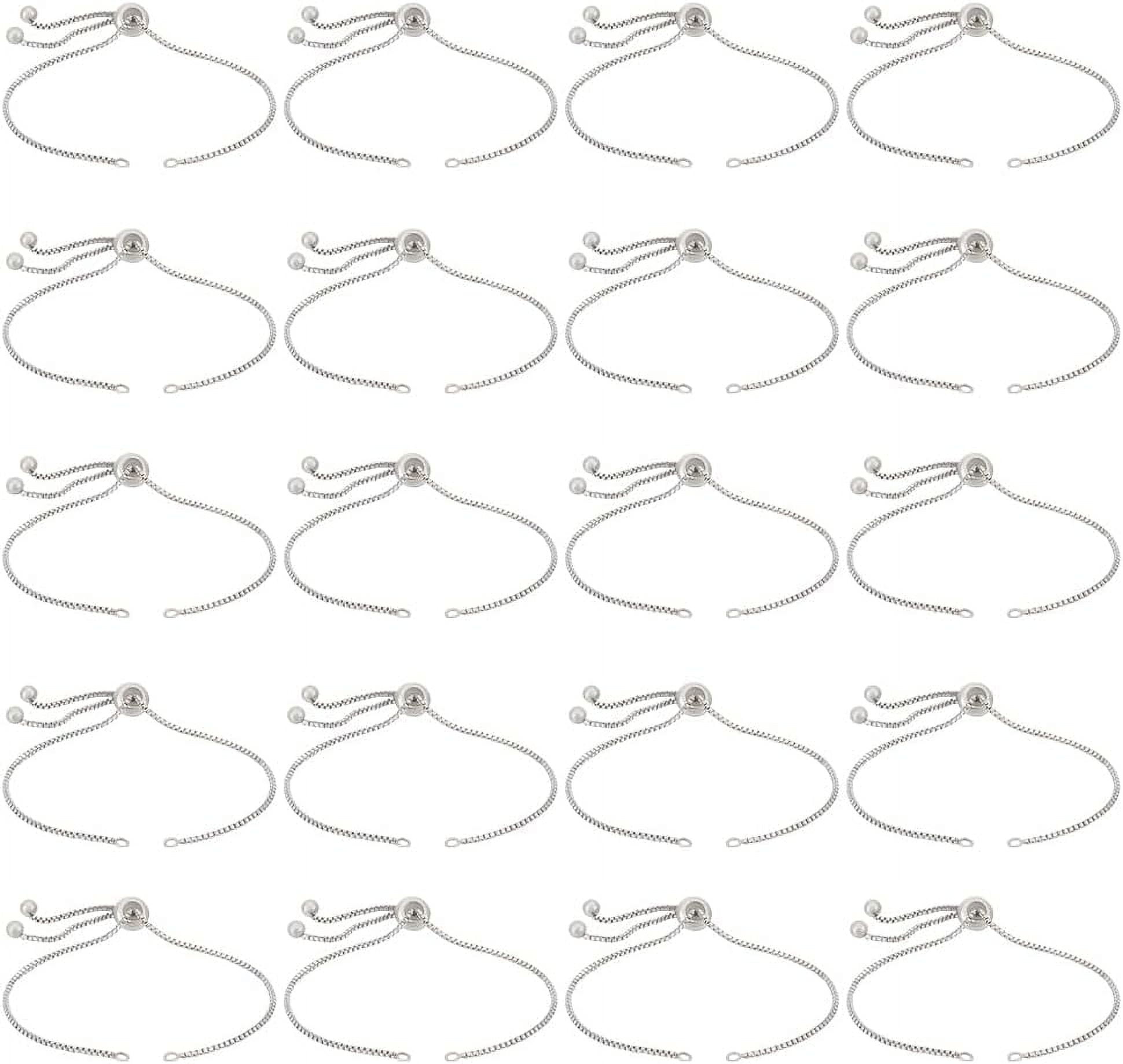 8-5/8" 20pcs 304 Stainless Steel Chain Bracelet Adjustable Slider ...