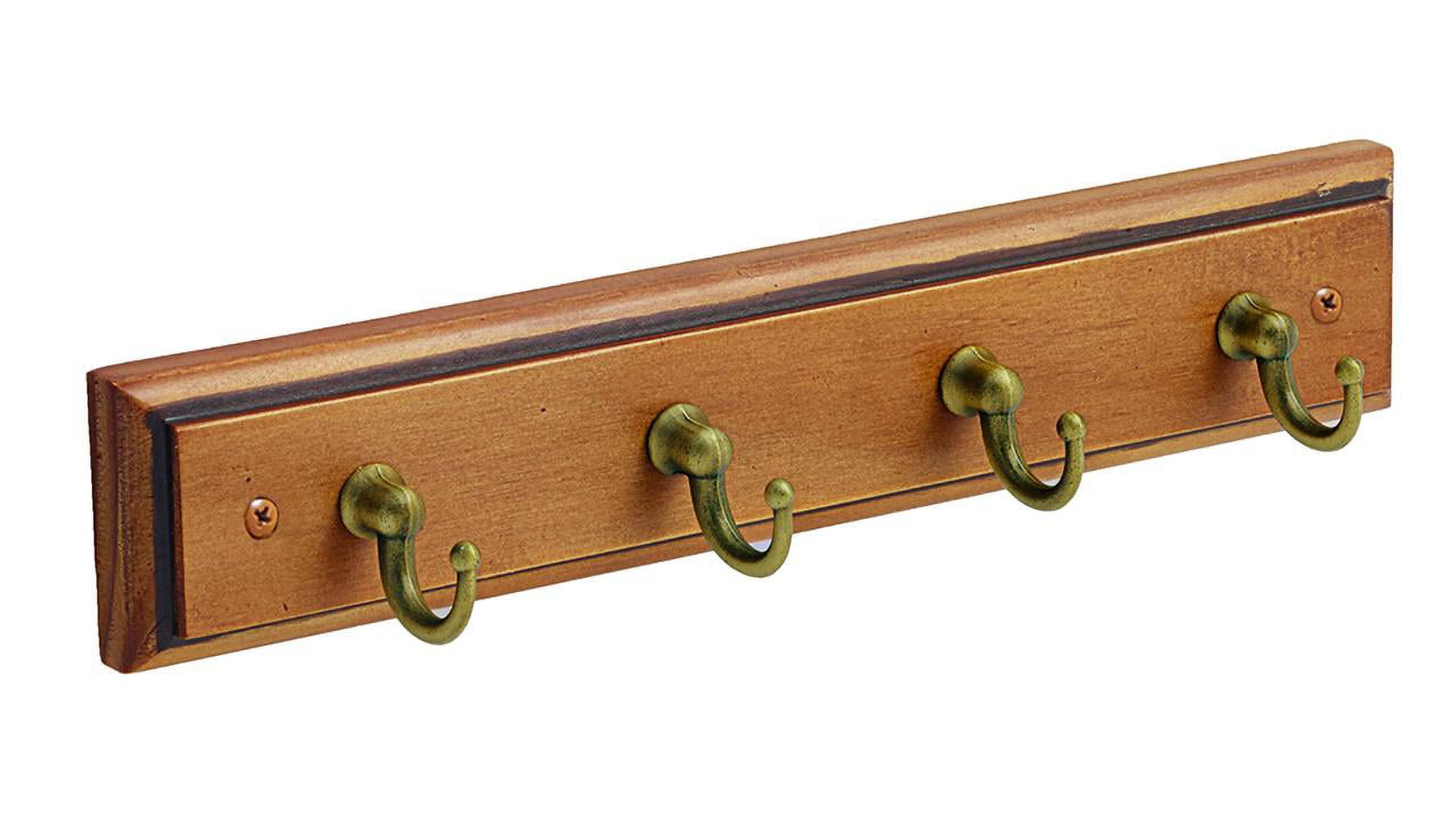 8-5/8 in (219 mm) 4 Hook Honey Pine/Gilded Bronze Key & Gadget Hook ...