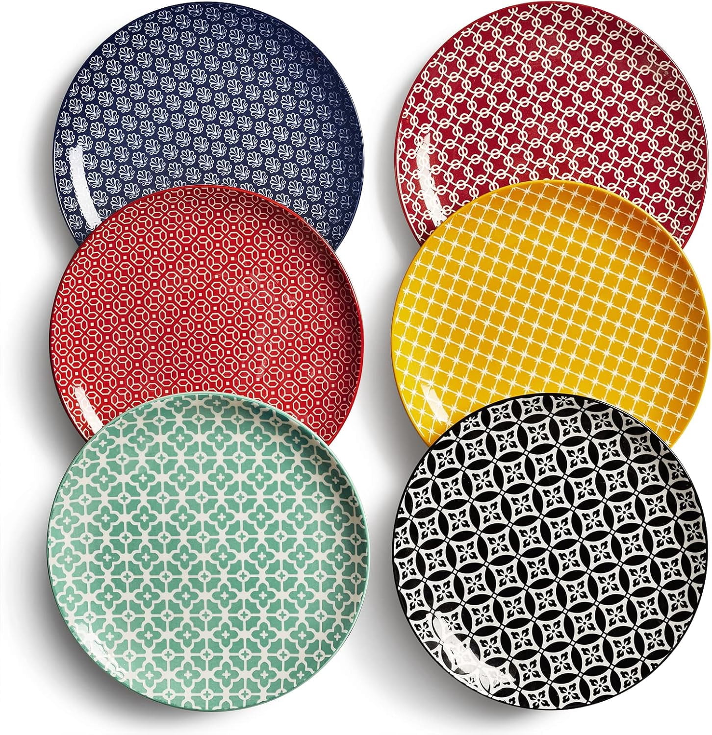 8.5" Dessert Plates - Colorful Ceramic Plates, Dinner Plates for Pasta ...