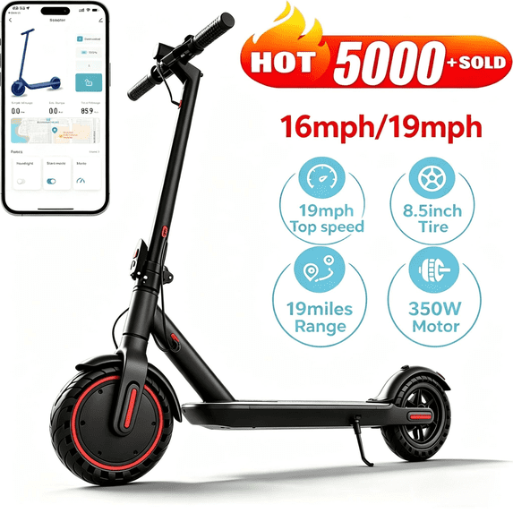 8.5" Foldable Electric Scooter for Adults, 350W Motor , LED Display, 3 ...