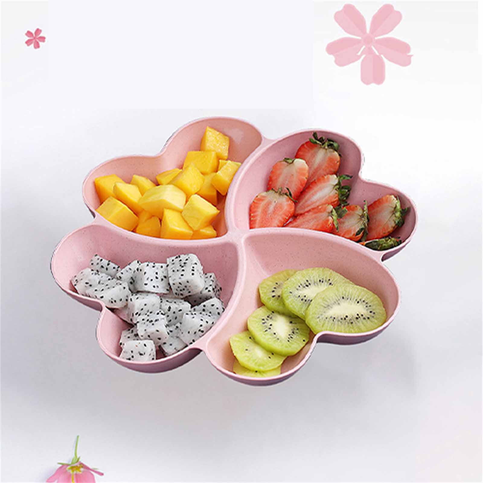 8.5"Four-Leaf Clover Heart Shaped Plastic Tray, Multi-Compartment Snack ...