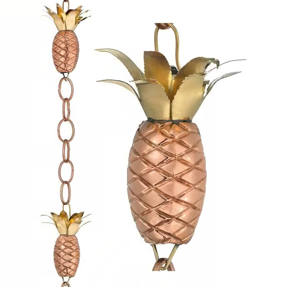 8.5 Ft. Copper Pineapple Rain Chain Gutter Downspout - Basin Not Included - Walmart.com