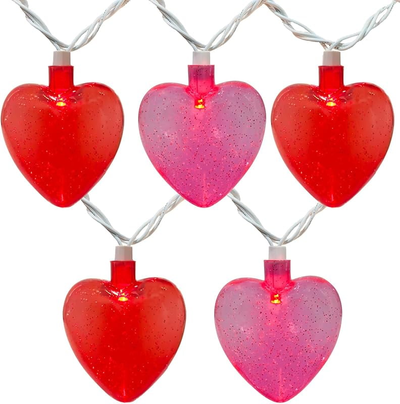 8.5 Ft Heart String Lights, Valentines Day Decorations Lights with 10 ...