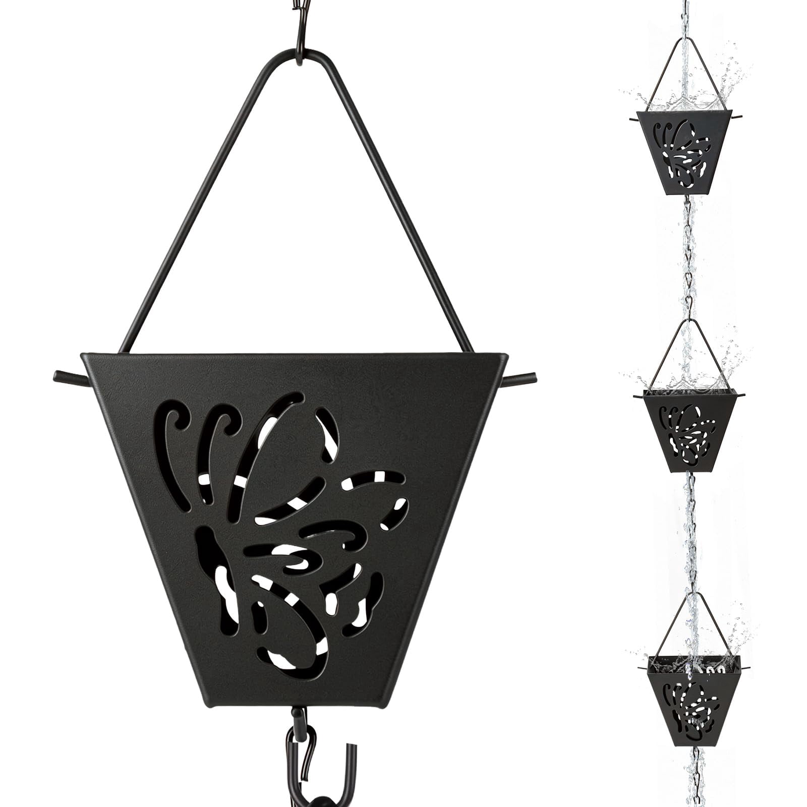 8.5 Ft Rain Chain, Thick Metal Rain Gutter Chains, Adjustable Rain ...