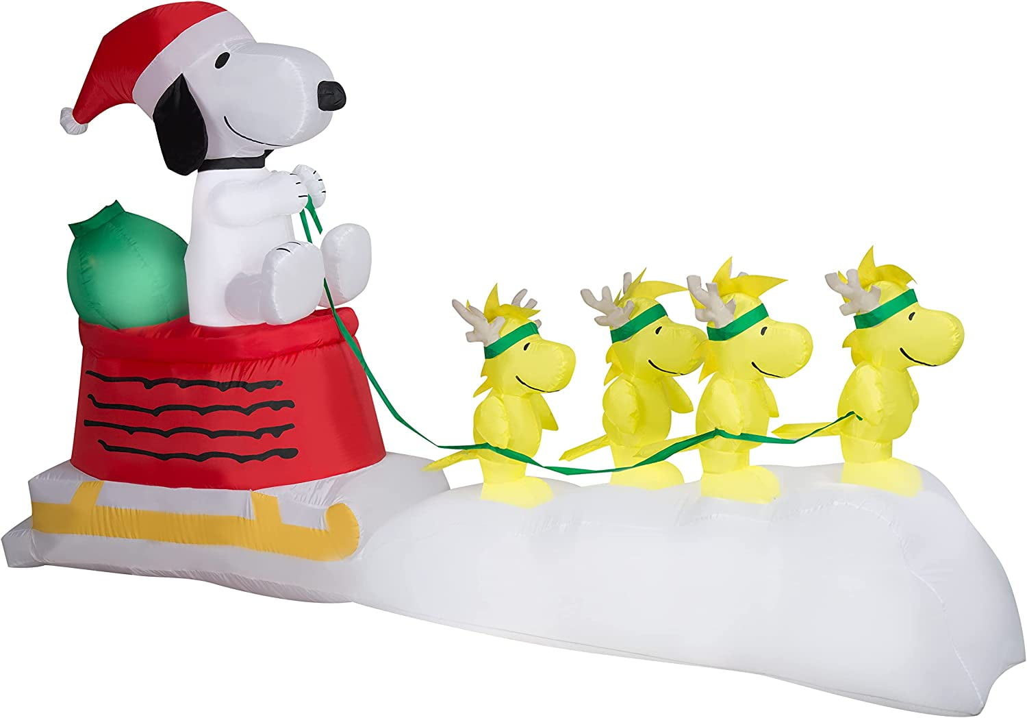 8.5' Gemmy Airblown Inflatable Peanuts Snoopy in Dog Bowl Sleigh w ...