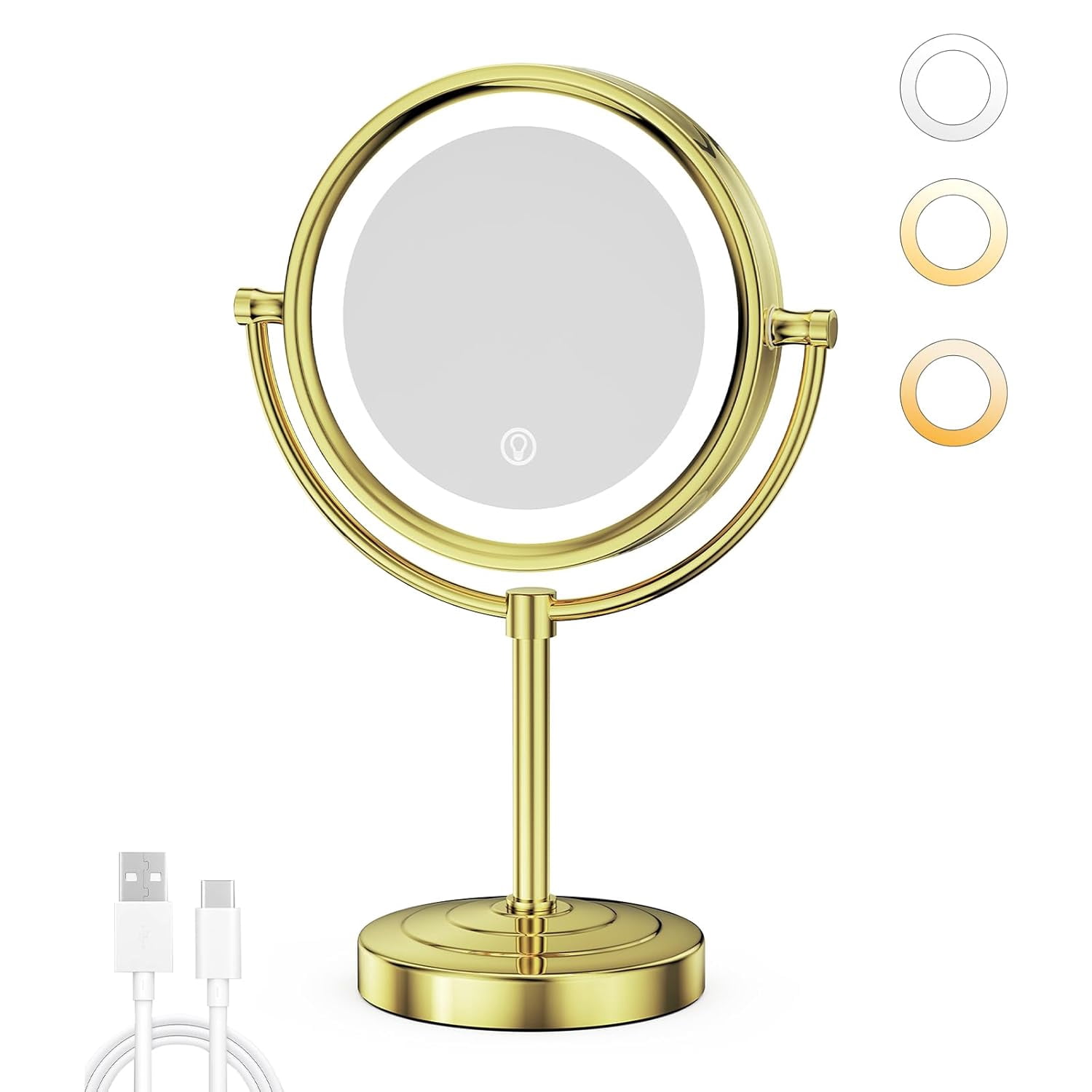 8.5 Inch LED Lighted Tabletop Makeup Mirror with 10x Magnification ...