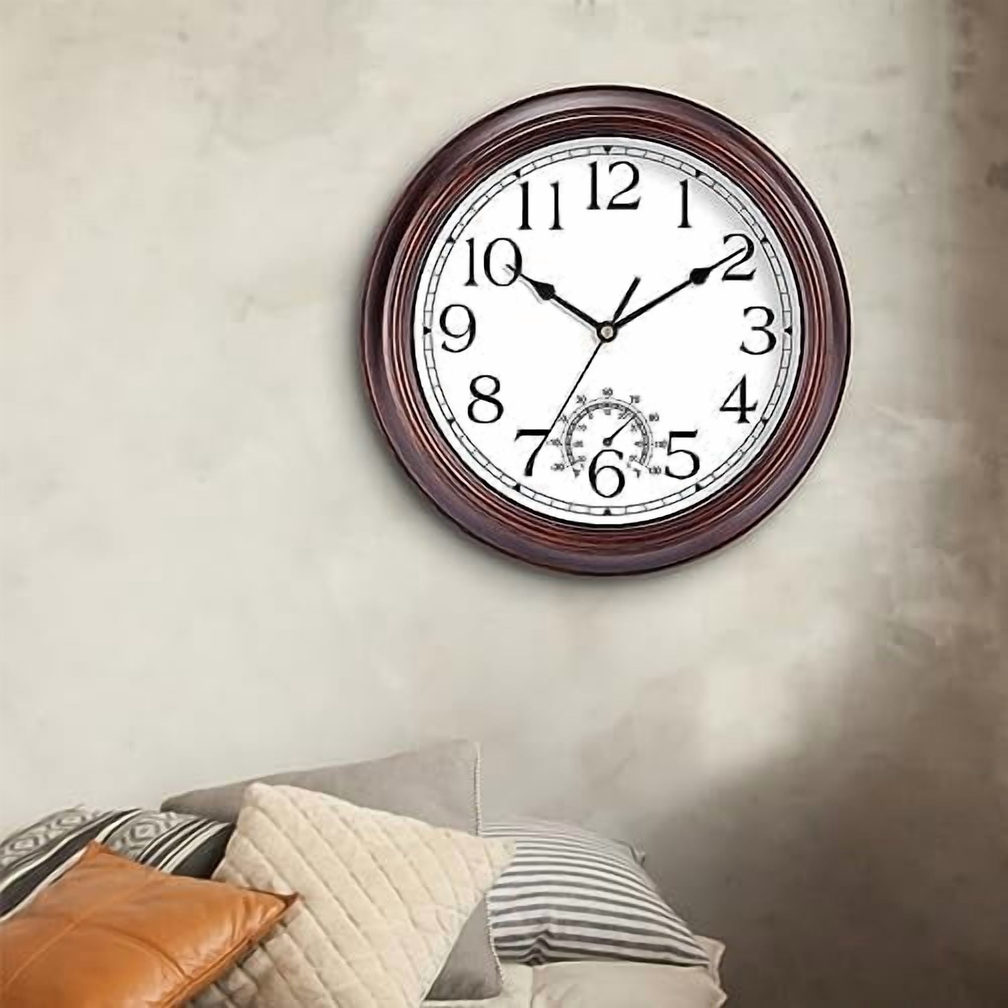 8.5 Inch Outdoor Wall Clock with Thermometers, Vintage Silent Wall ...