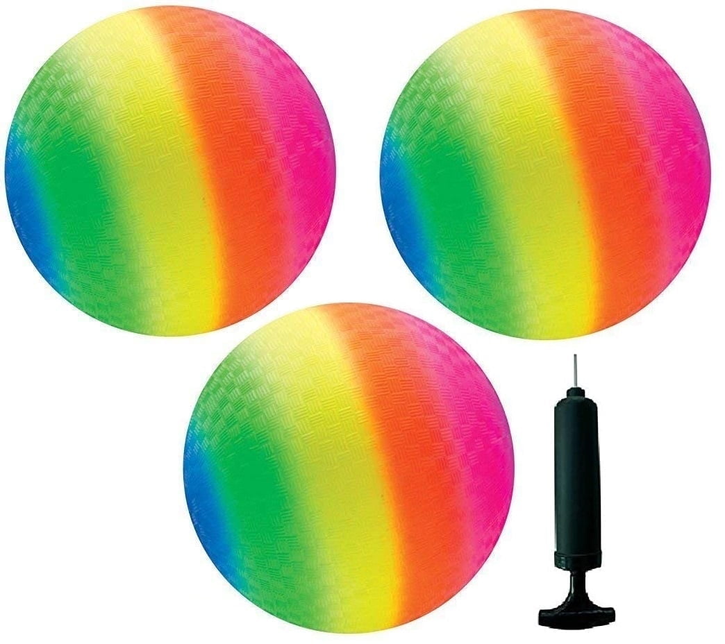8.5 Inch Playground Balls 3 Pack, Rainbow balls Bouncy balls Dodge ball ...