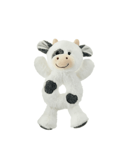 8.5-Inch Plush Cow Rattle – Soft Black & White Stuffed Animal Toy for ...