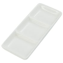 4 Pack White Ceramic Divided Plates with Sauce Compartments - Porcelain ...