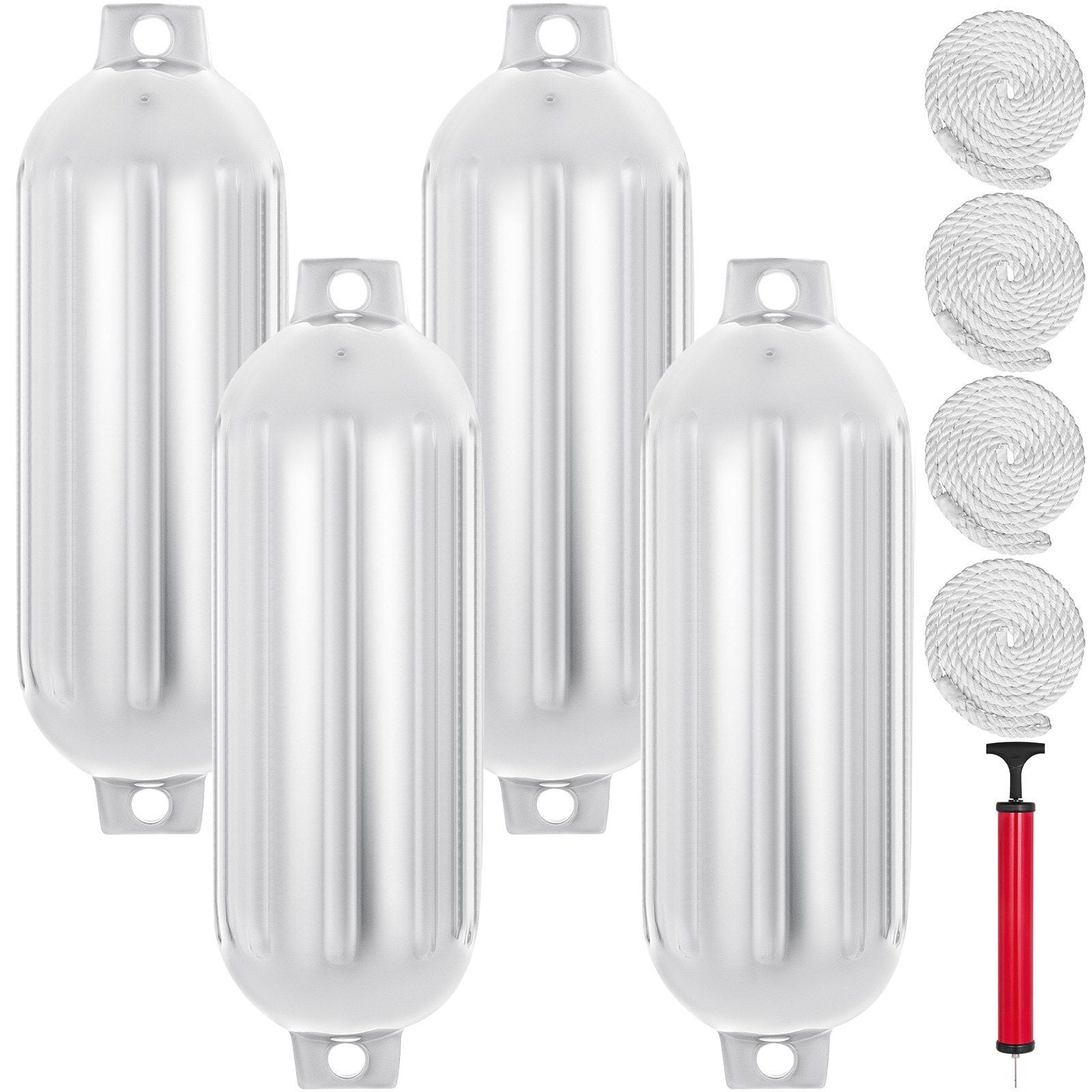 8.5 Inch by 27 Inch White Ribbed Marine Fenders – Pack of 4 Dock Shield ...