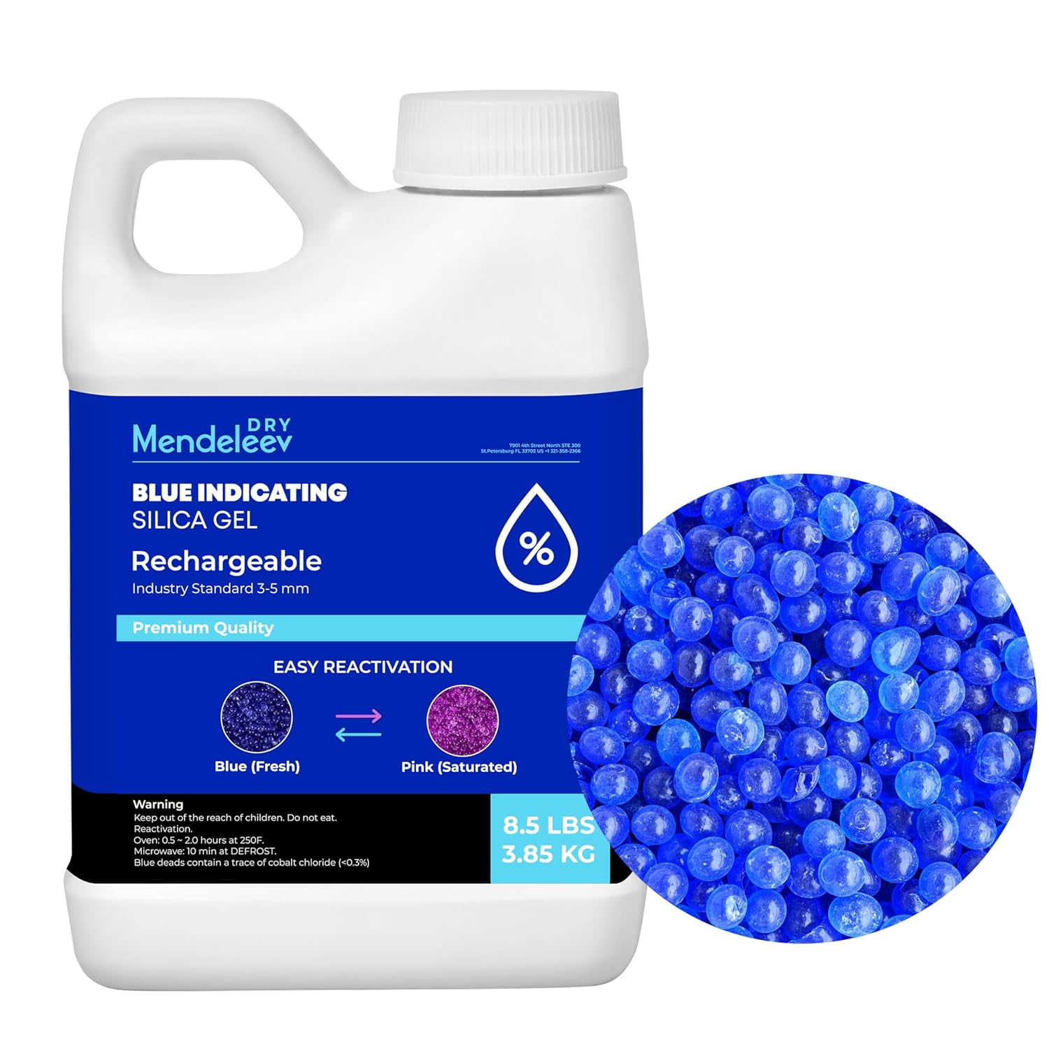 8.5 LBs Blue Silica Desiccant Beads - Indicating Silica Gel Beads ...
