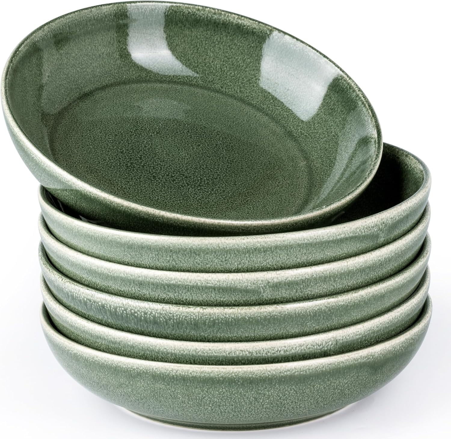 8.5'' Large Ceramic Pasta Bowls Set, 36oz Stoneware Bowls Set of 6 for Kitchen, Reavtive Glaze ...