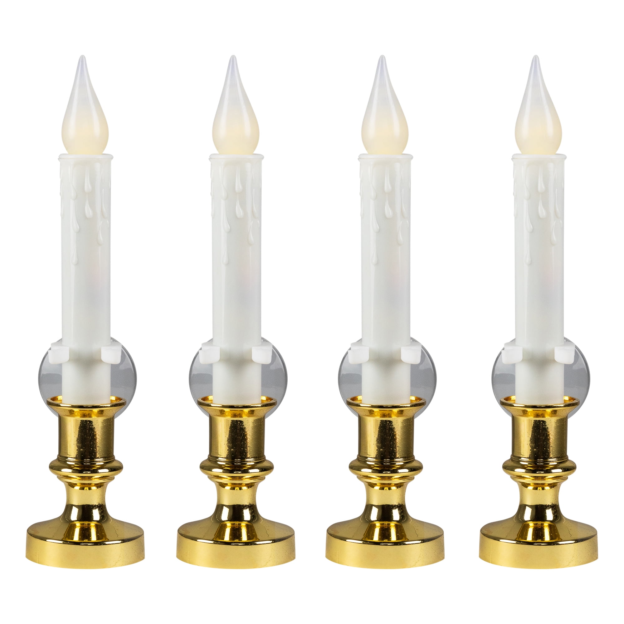Northlight LED Flickering Window Candle with Timer - 8.5" - Brass and ...