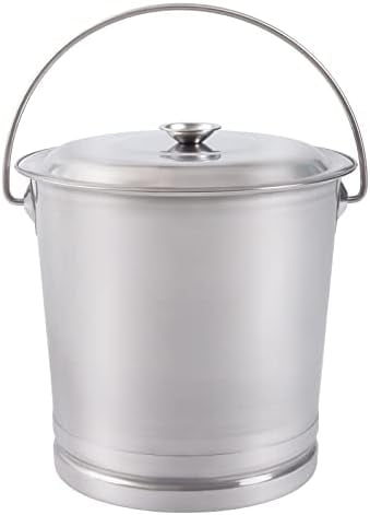 8.5 Qt Stainless Steel Bucket Milk Pail Metal Compost Bucket with Lid ...
