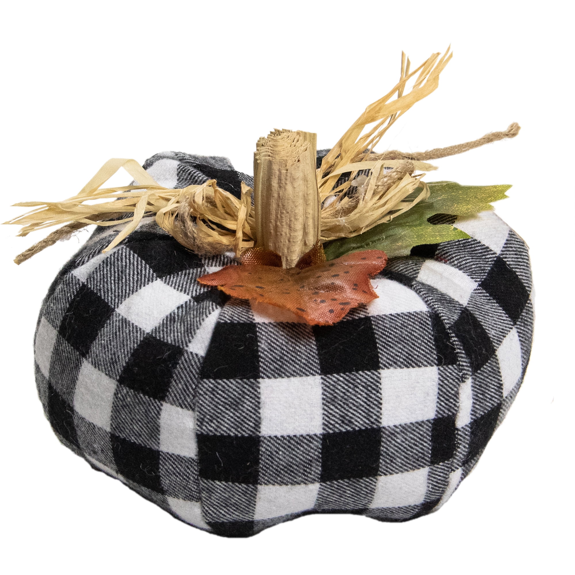 8.5" White and Black Plaid Fall Harvest Tabletop Pumpkin - Walmart.com